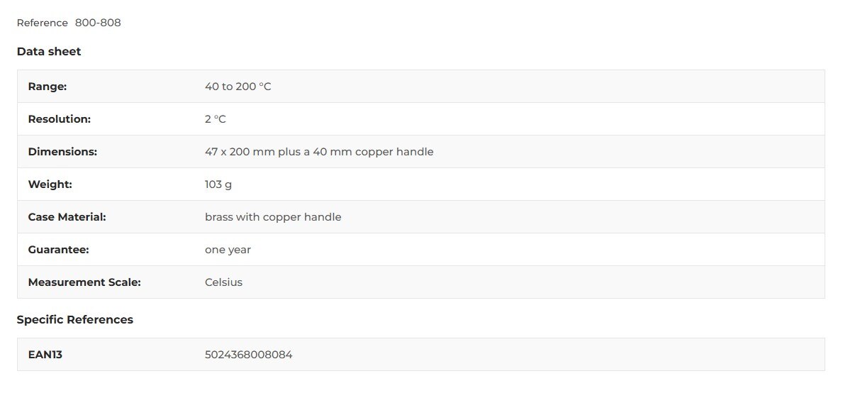 Brass Sugar and Jam Thermometer