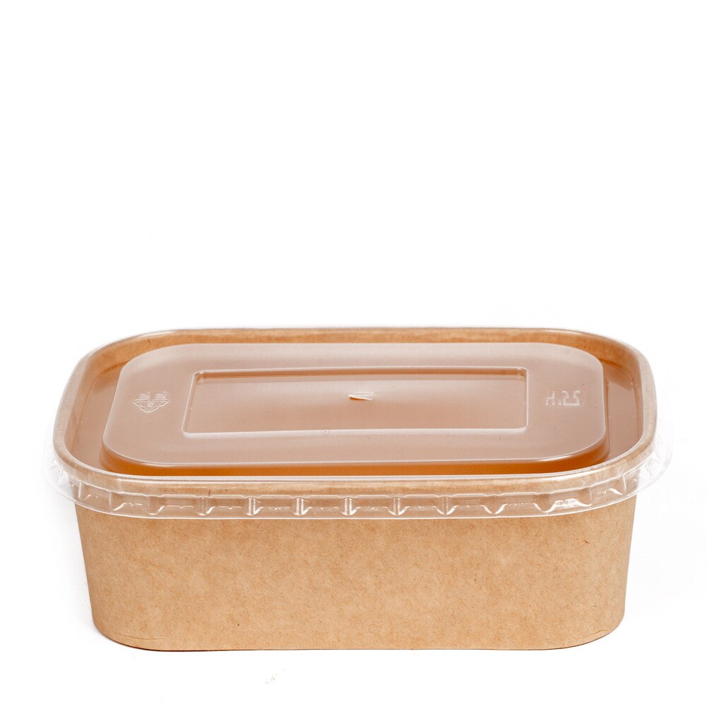 750ml Rectangular Kraft Dessert and Deli Container With Lid x 50 Pack