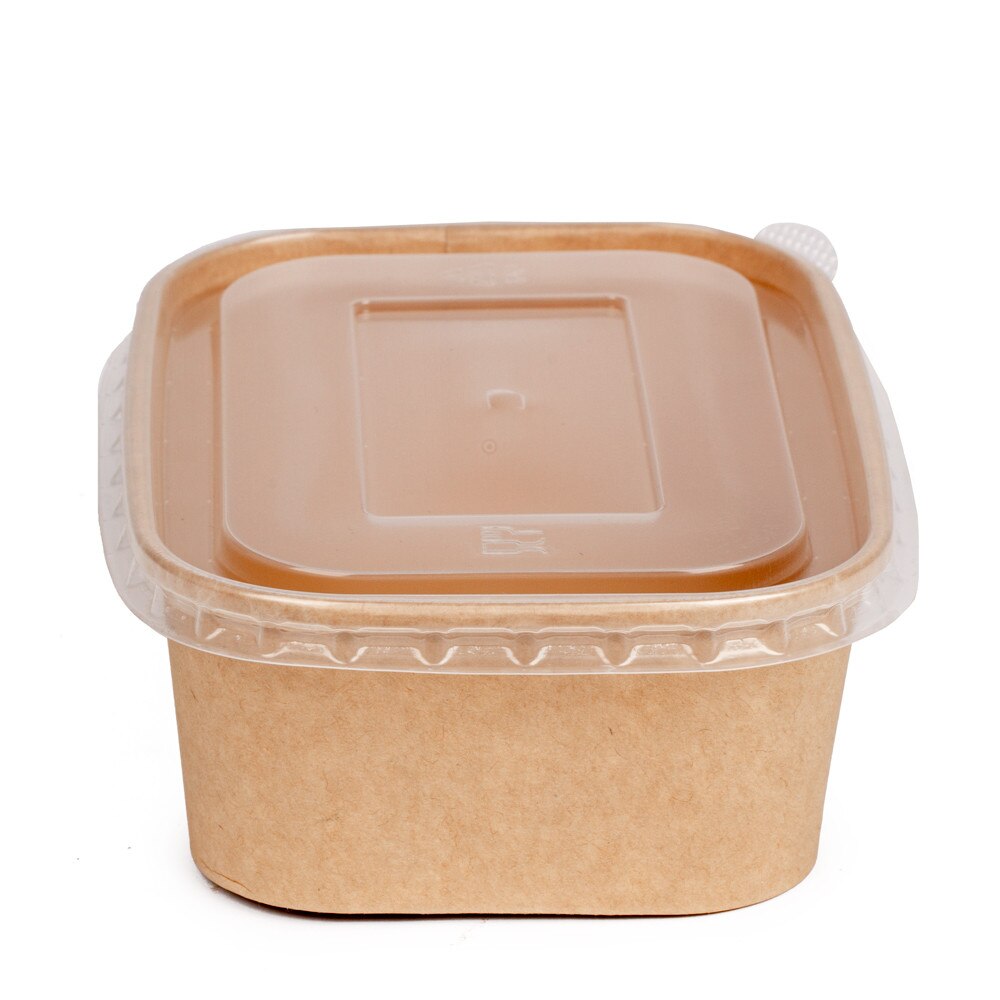 750ml Rectangular Kraft Dessert and Deli Container With Lid x 50 Pack