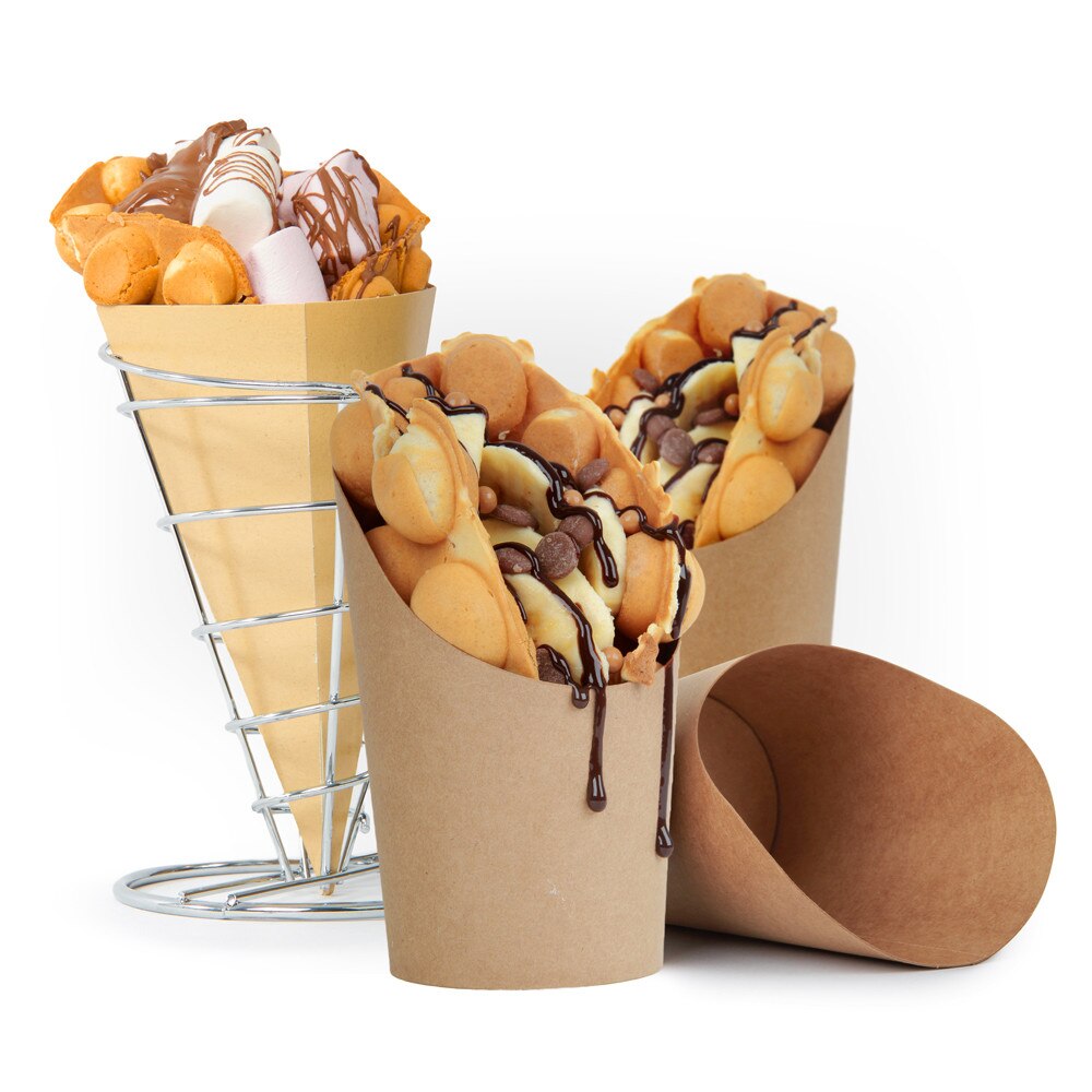 Kraft/ White Cardboard Waffle Cups x 1000 Case
