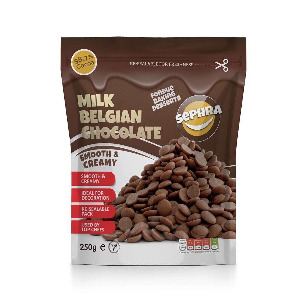 Sephra Milk Luxury Belgian Couverture Chocolate (37.2% Cocoa) - 250g